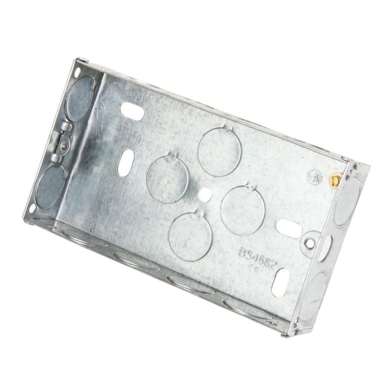 2 Gang 25mm Galvanised Steel Flush Back Box - Tamlex
