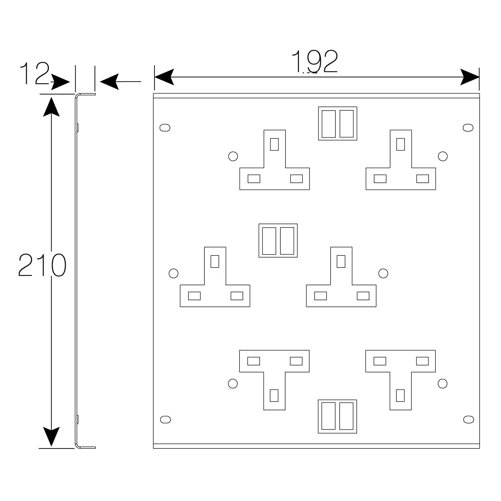 3 x 2 Gang Switched Sockets Fitted into Plate - Tamlex