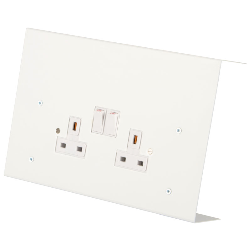 200mm x 60mm Square Dado 2 Gang Switched Socket Plate - Tamlex